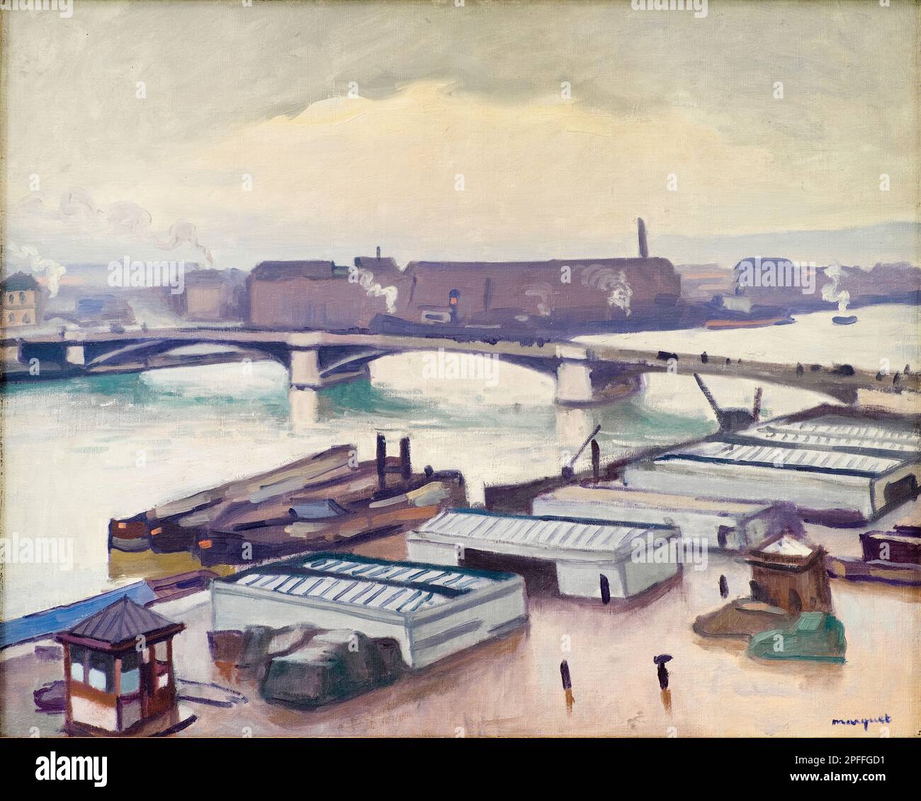 Albert Marquet, Quay in Rouen: rainy weather, painting in oil on canvas ...