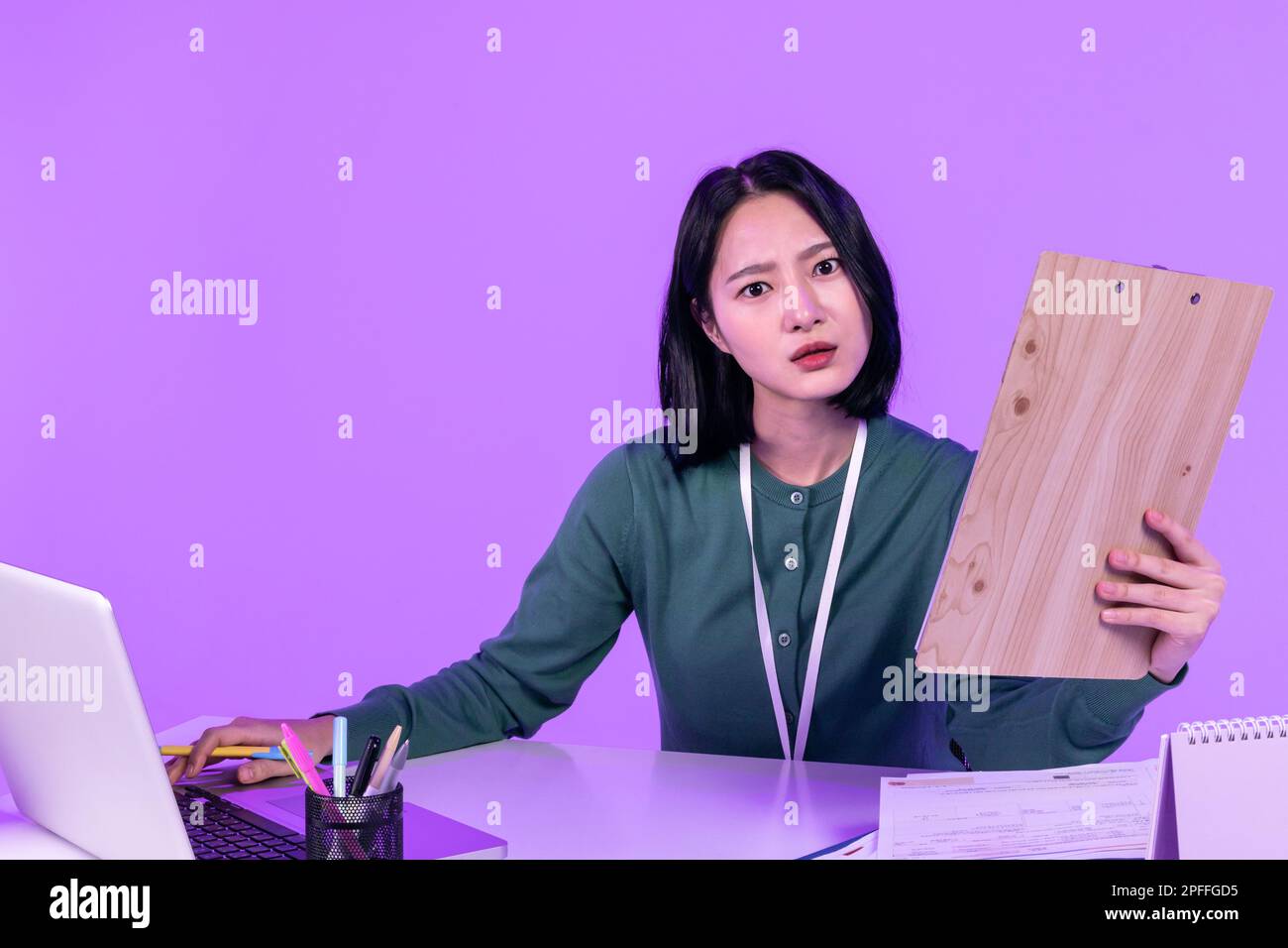 business working concept, young Korean Asian woman concentrating on her ...