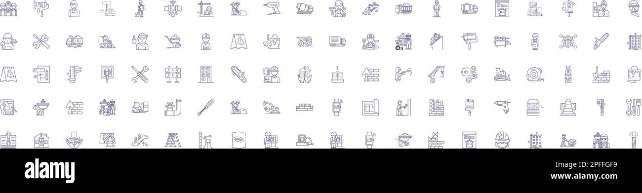 High Tech Architecture Line Icons Signs Set Design Collection Of High
