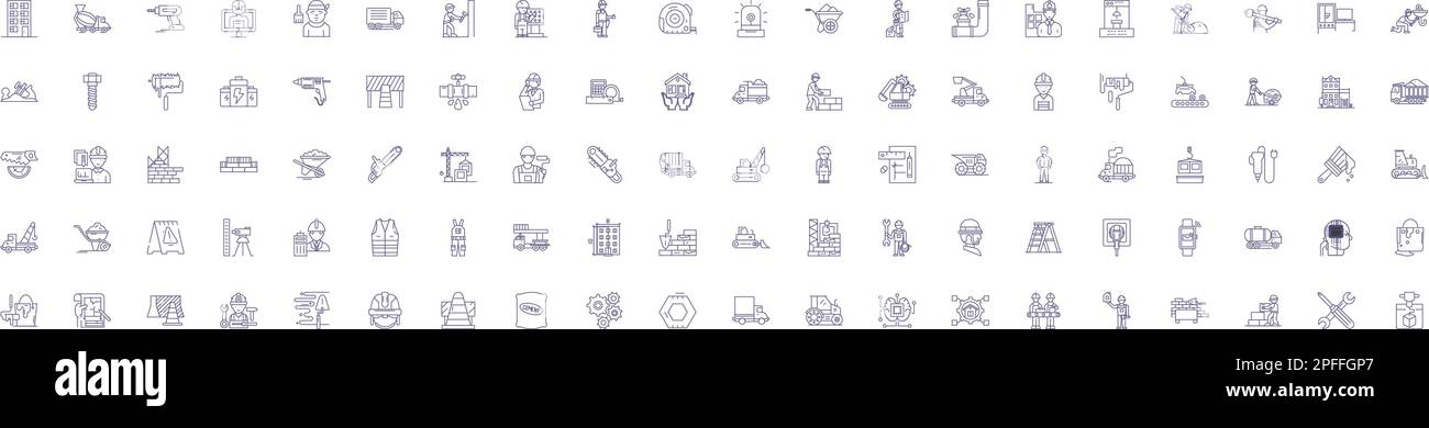 Construction technology line icons signs set. Design collection of ... Construction technology line icons signs set. Design collection of ...