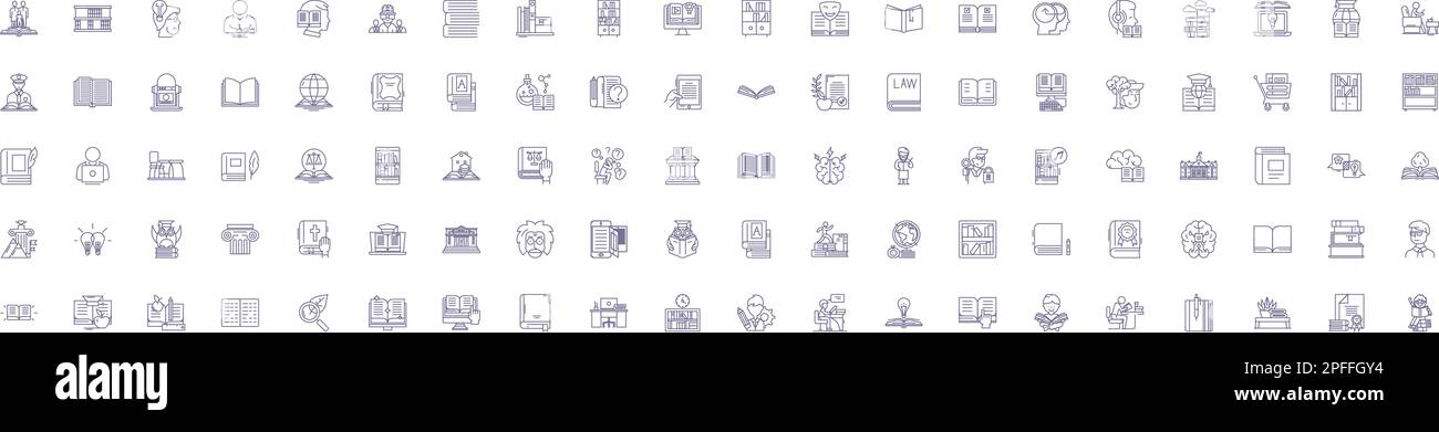 Library line icons signs set. Design collection of Library, Books ...