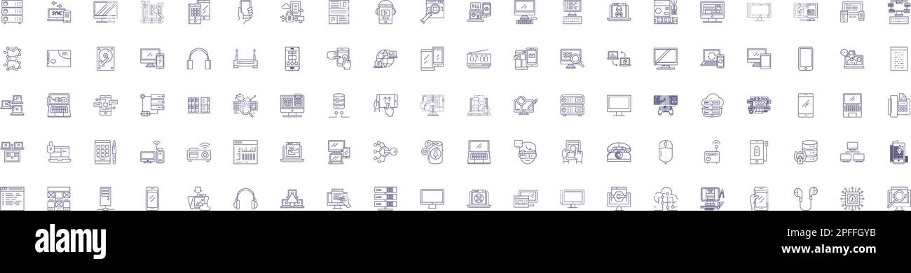 Blockchain technology line icons signs set. Design collection of Blockchain, Technology ...