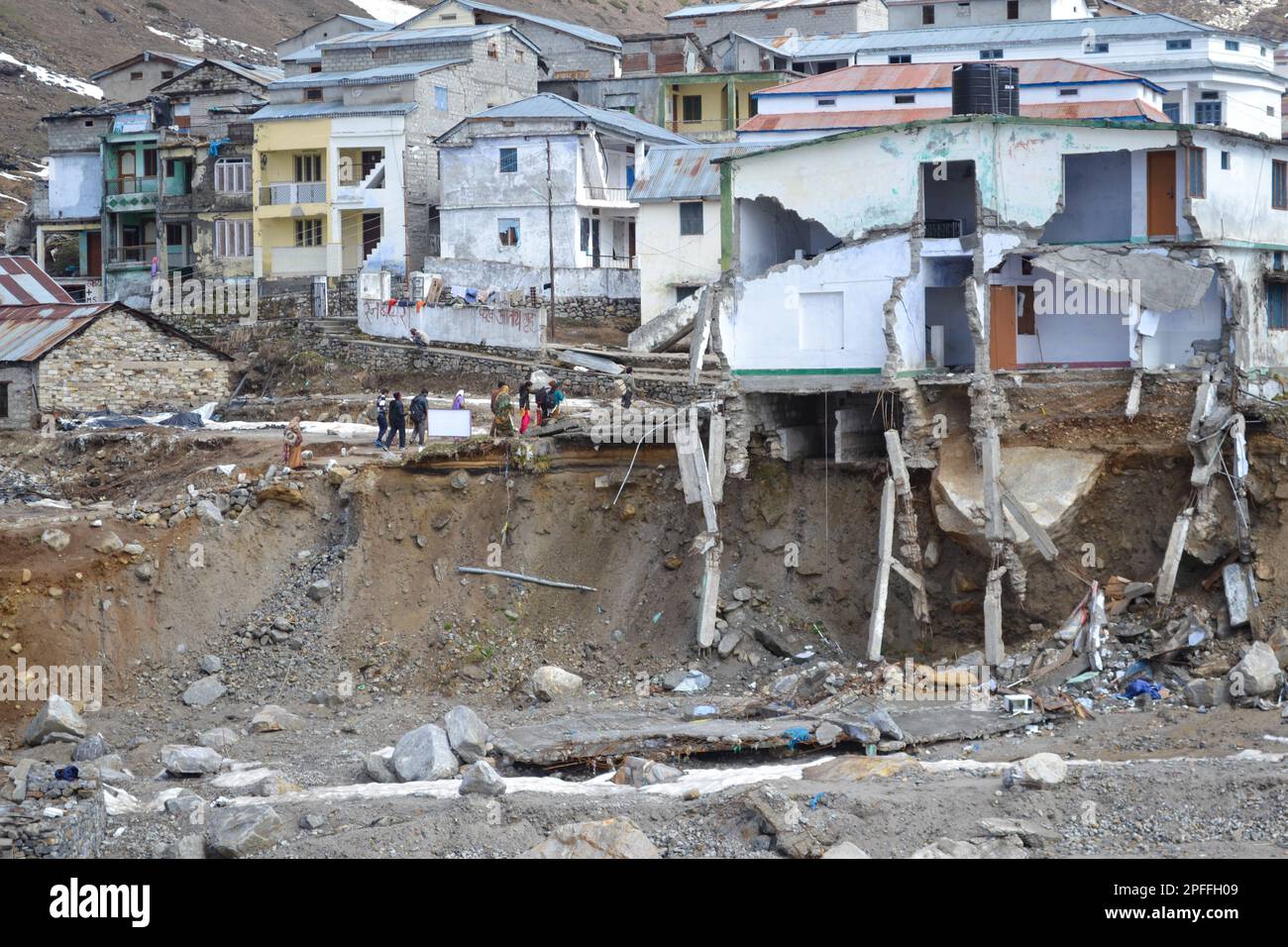 Damaged buildings due to Kedarnath disaster in June 2013. In 2013, a ...
