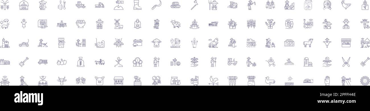 Farming Line Icons Signs Set Design Collection Of Cropping