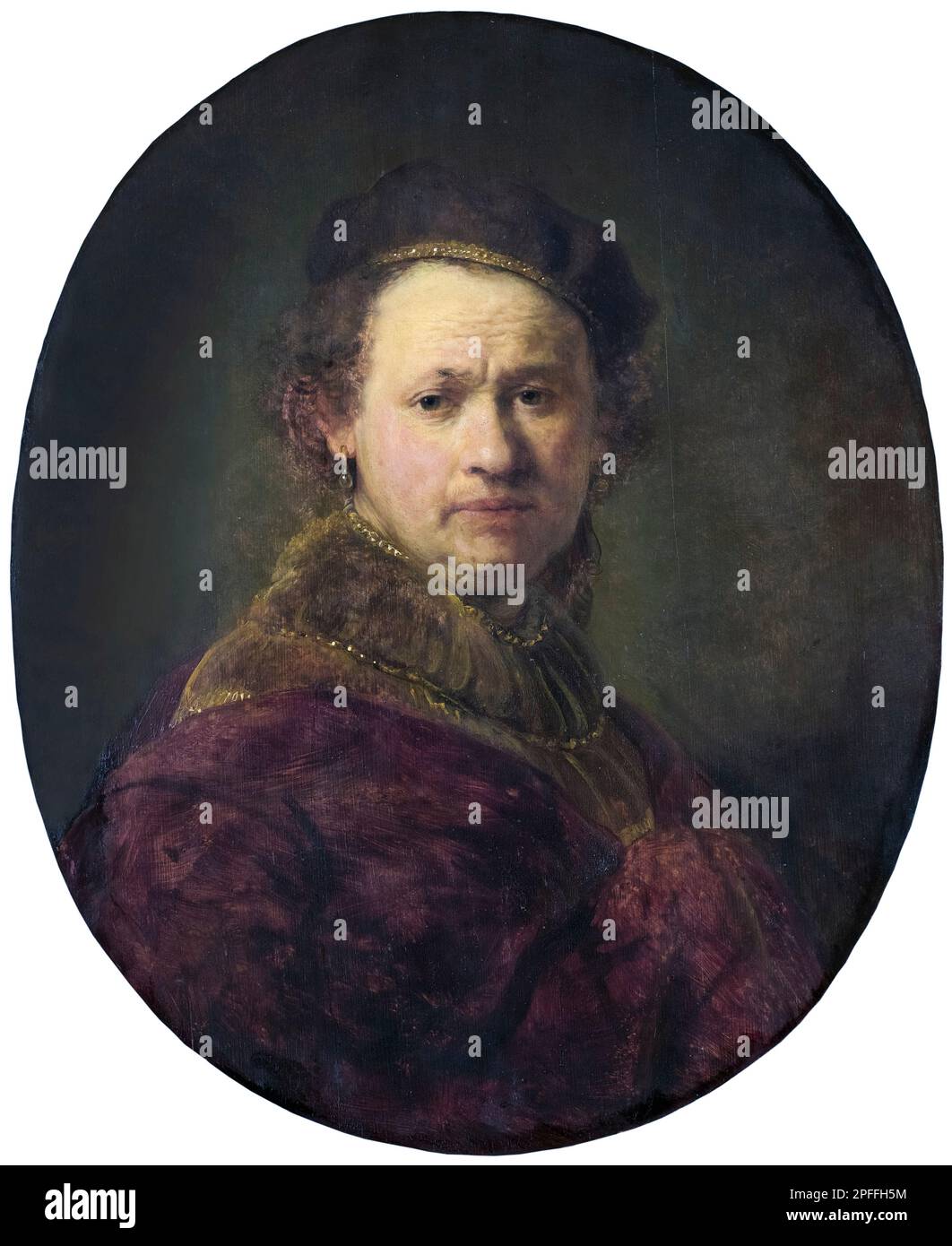 Rembrandt van Rijn (1606-1669), Self Portrait painting in oil on canvas ...