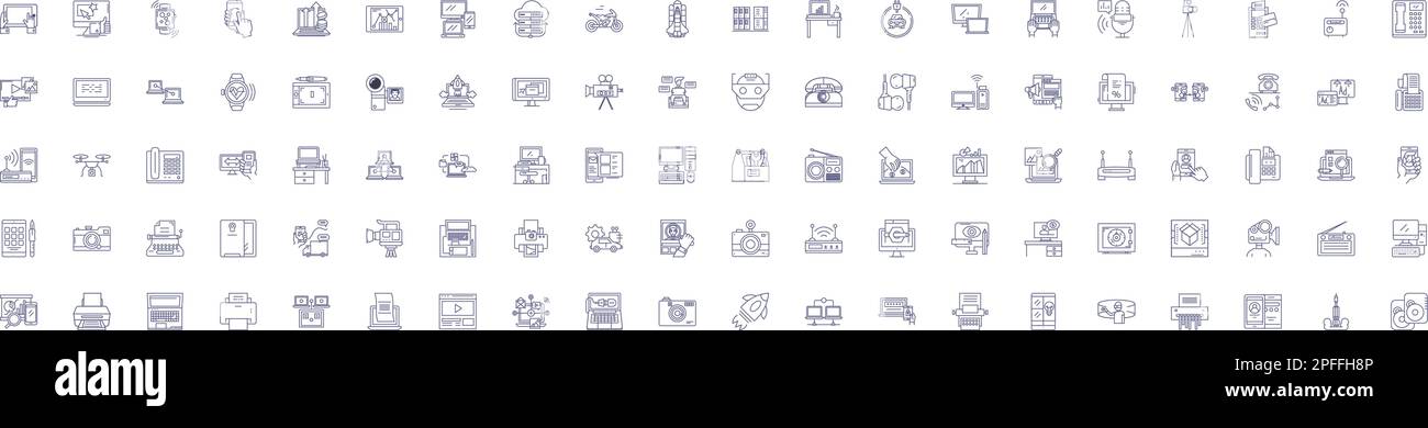 Hardware line icons signs set. Design collection of Hardware ...