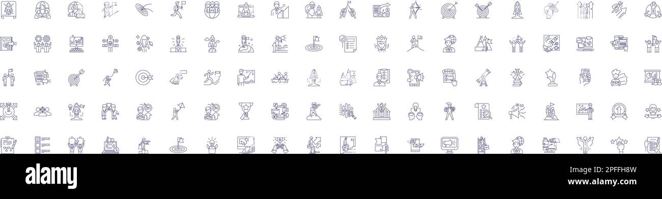 Goals line icons signs set. Design collection of Aim, Purpose, Target ...