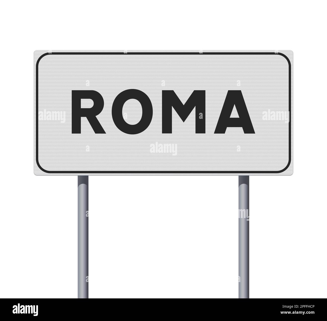 Vector illustration of the City of Rome (Italy) white road sign on ...