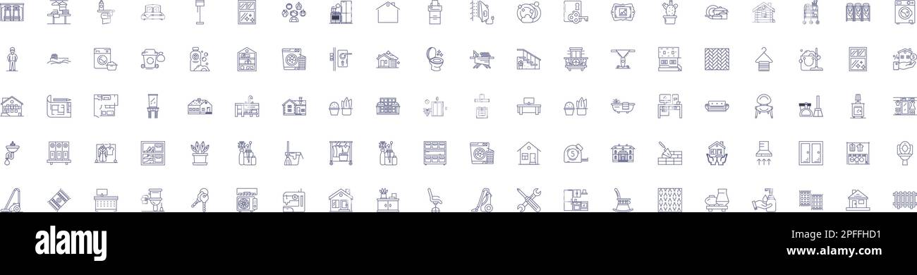 House interior line icons signs set. Design collection of Furnishings ...