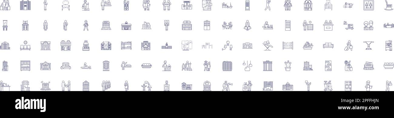 Hotel comfort line icons signs set. Design collection of Convenience ...