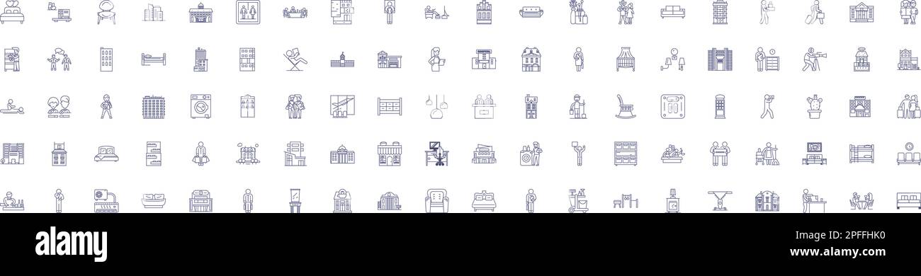 Hotel apartments line icons signs set. Design collection of Hotel ...