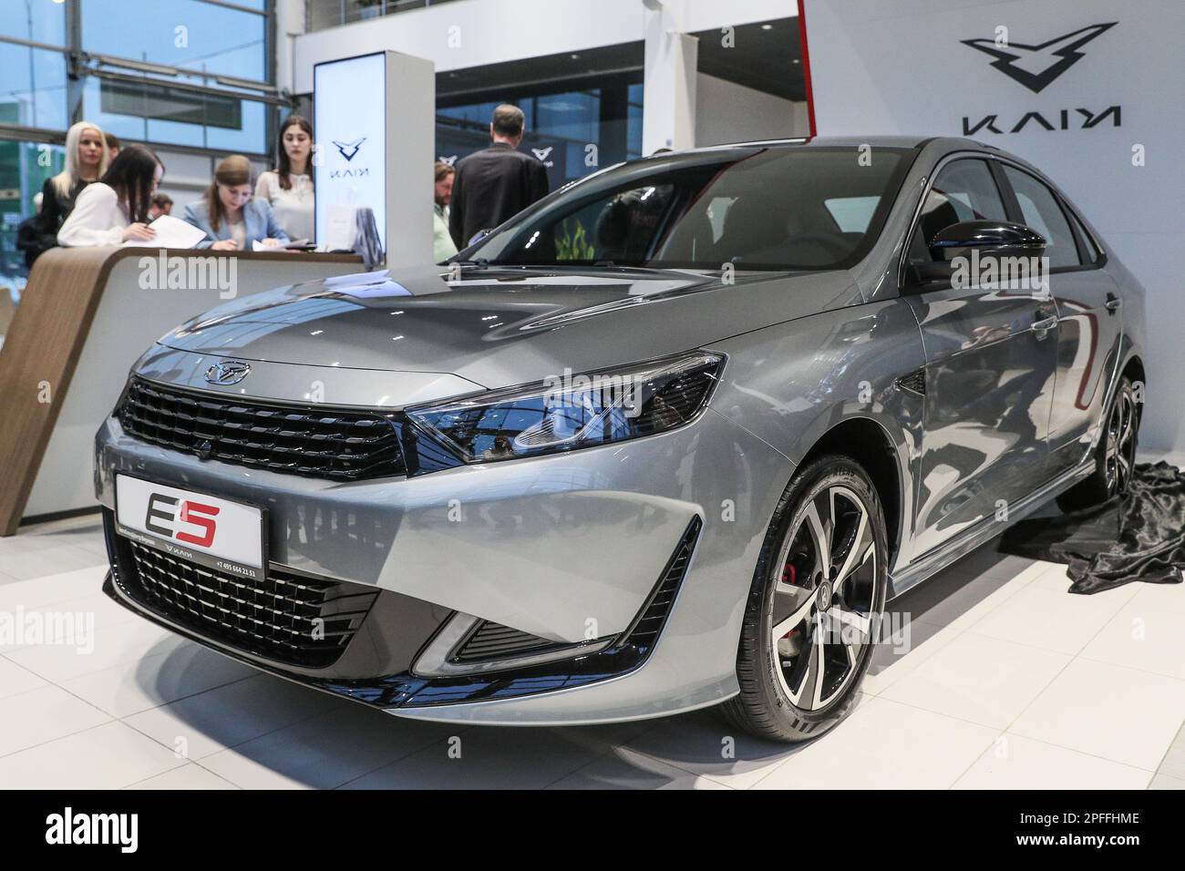 March 16,2023. Russia. Moscow. Kaiyi E5 sports sedan at the opening of the first Kaiyi ...
