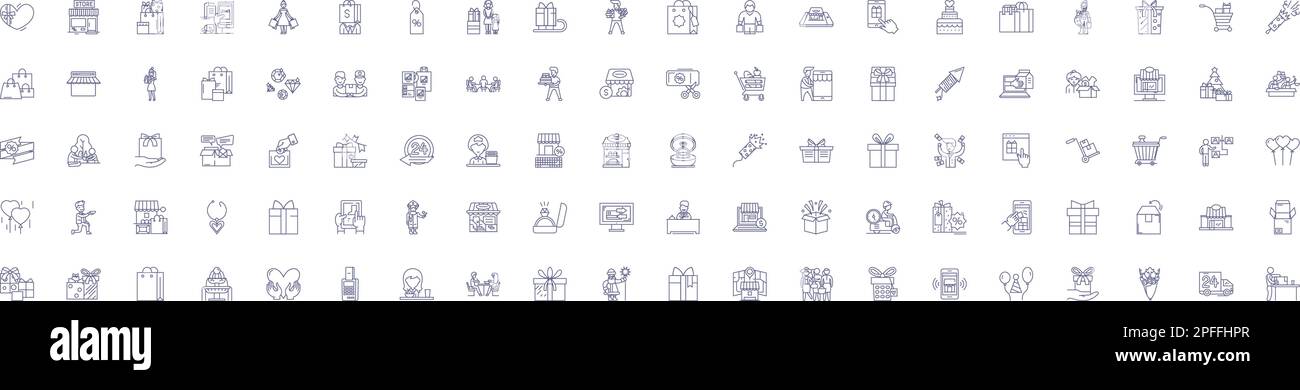 Gifts line icons signs set. Design collection of Presents, Favors ...