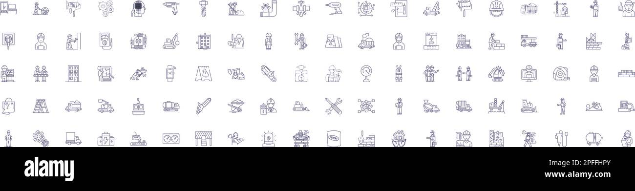 Industrial machinery line icons signs set. Design collection of ... Industrial machinery line icons signs set. Design collection of ...