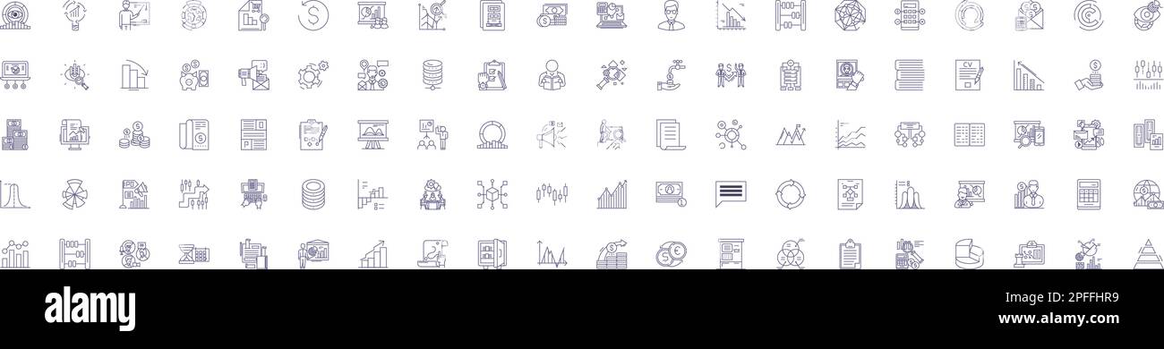 Business charts line icons signs set. Design collection of Charts ...