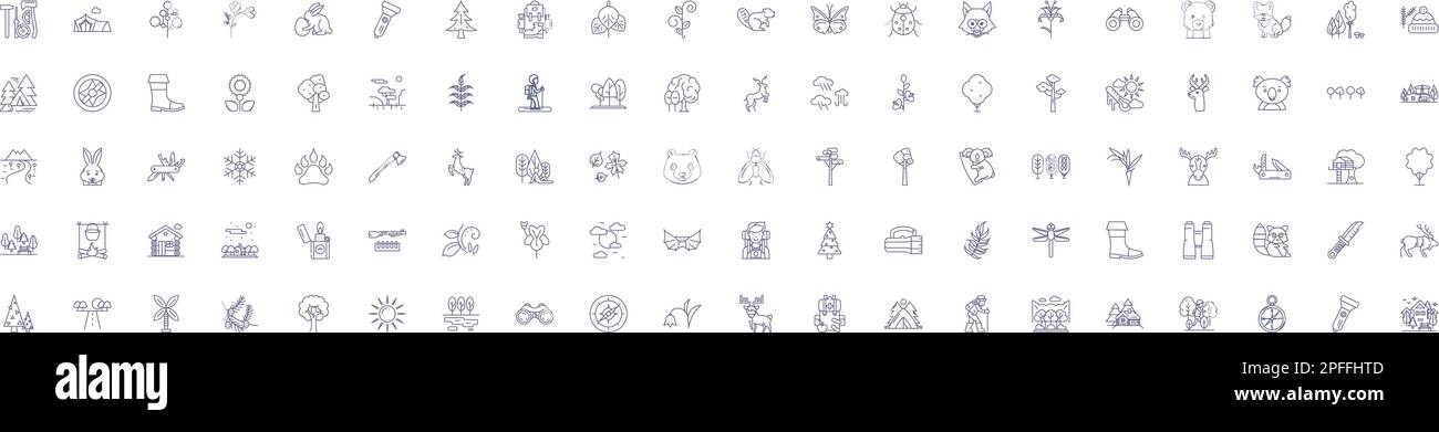 Forest line icons signs set. Design collection of Woodland, Trees ...