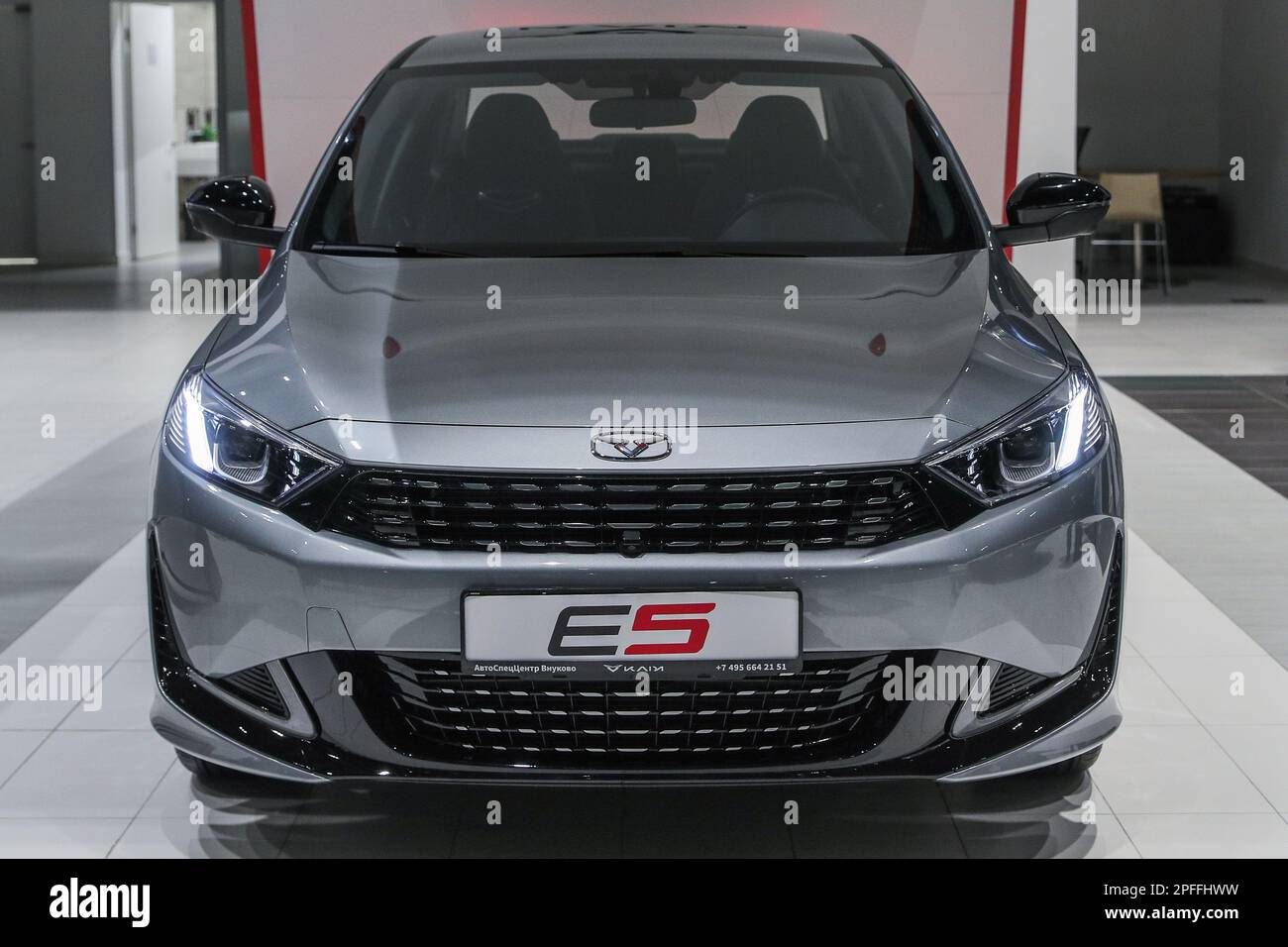 March 16,2023. Russia. Moscow. Kaiyi E5 sports sedan at the opening of the first Kaiyi ...