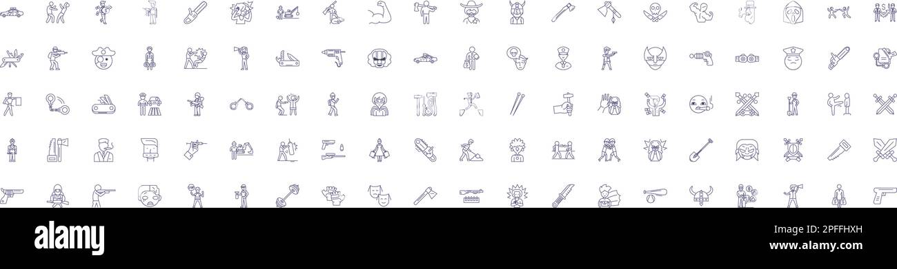 Criminal line icons signs set. Design collection of Lawbreaker, felon ...