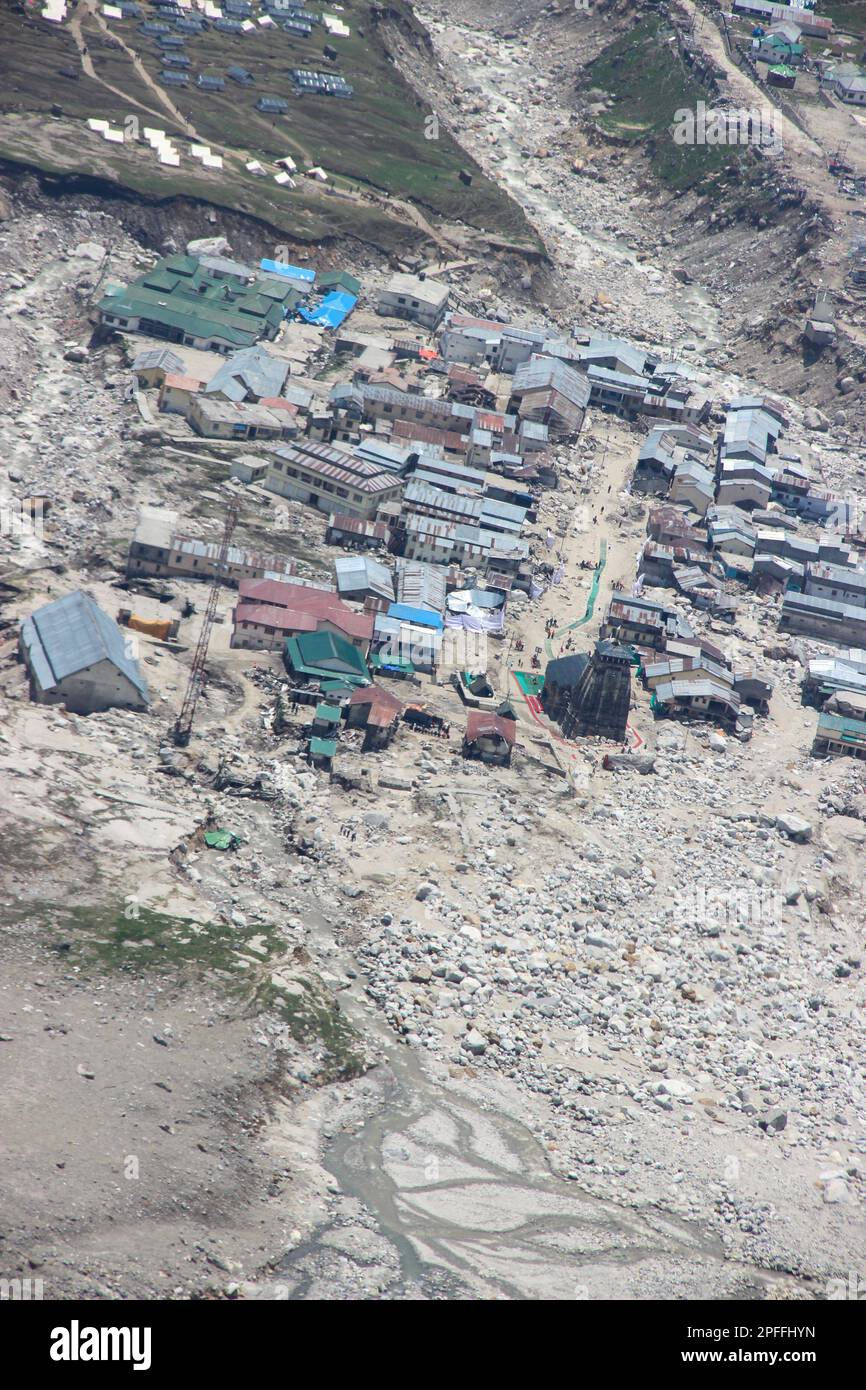 Kedarnath temple aerial view after Kedarnath Disaster 2013. Kedarnath ...