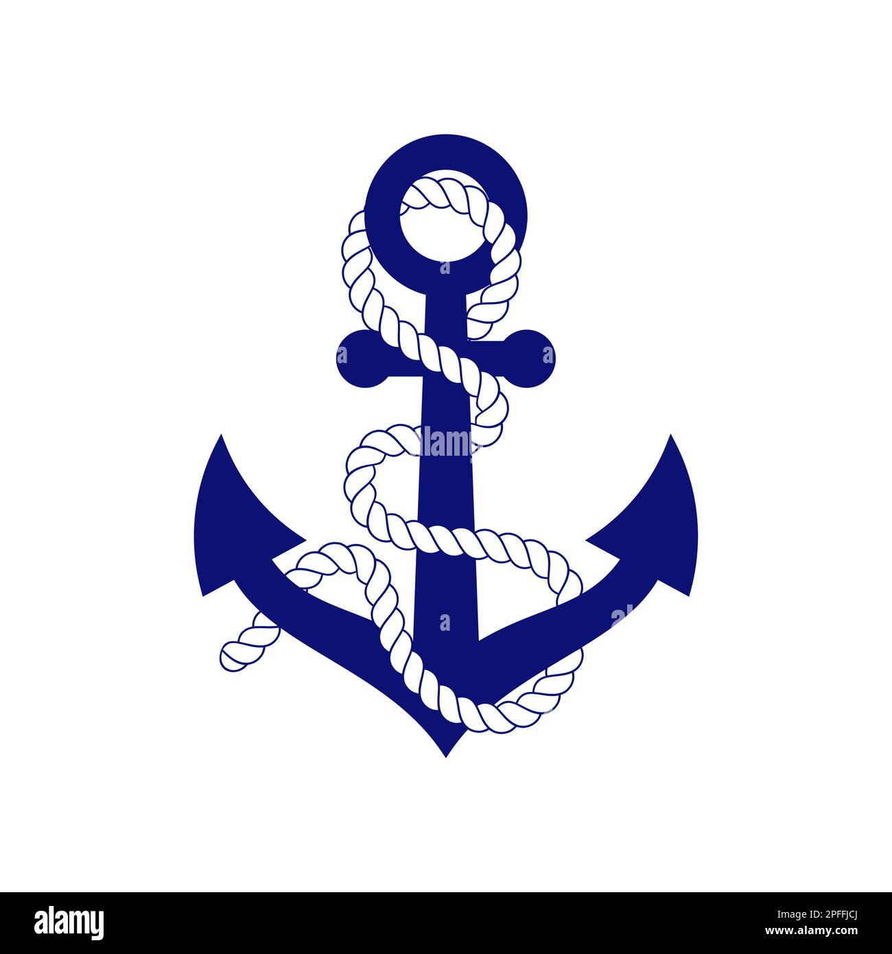 Navy Blue Anchor With Rope Clip Art