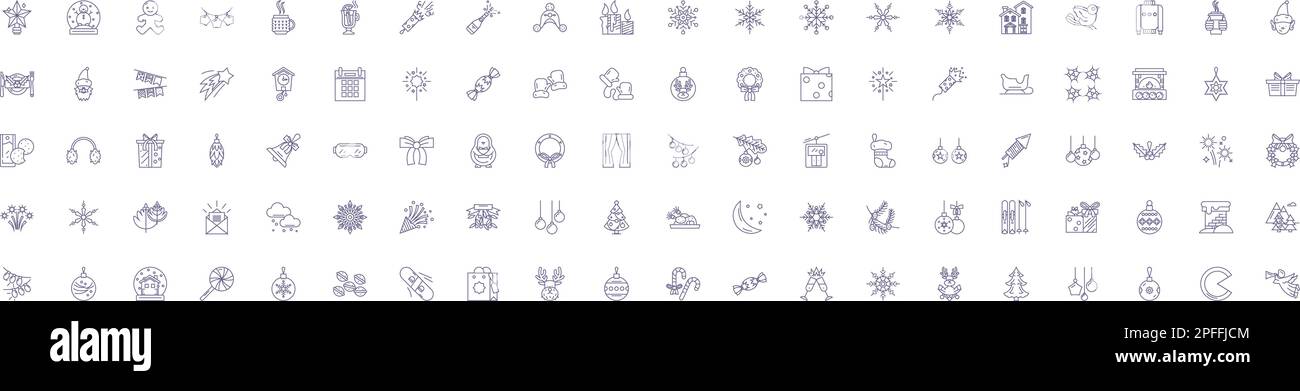 Christmas line icons signs set. Design collection of Yule, Noel, Santas ...