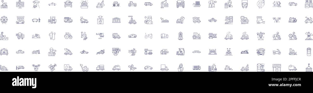 Machinery and construction line icons signs set. Design collection of ...