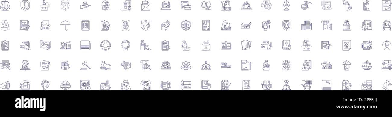Civil law line icons signs set. Design collection of Civil, law, common ...