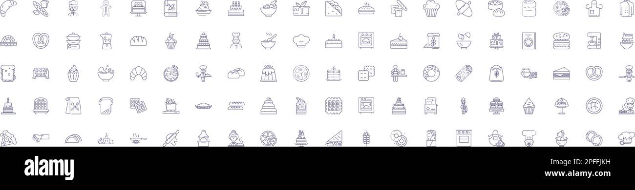 Bakery shop line icons signs set. Design collection of Bakery, Shop ...