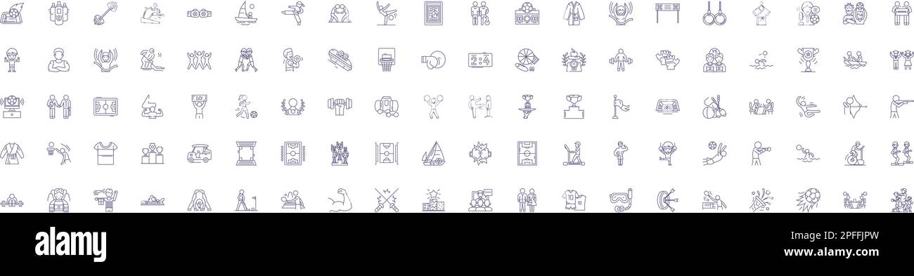 Competition line icons signs set. Design collection of Contest, Race ...