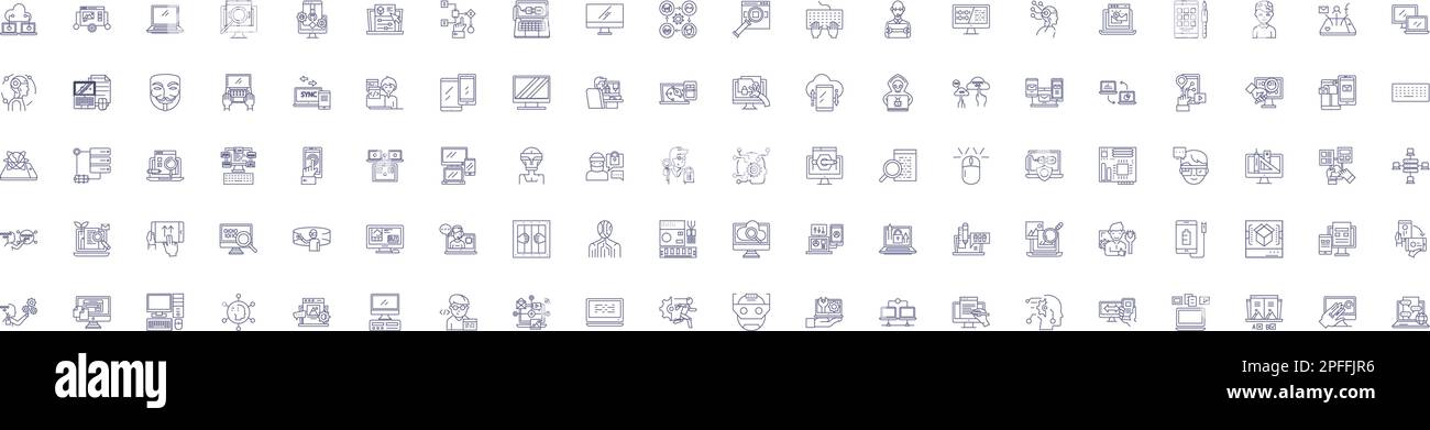 Geek Nerds Line Icons Signs Set Design Collection Of Geek Nerds Technology Programmer