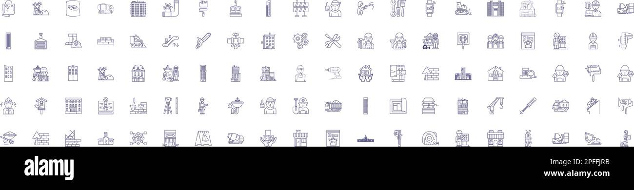 Building and construction line icons signs set. Design collection of ...