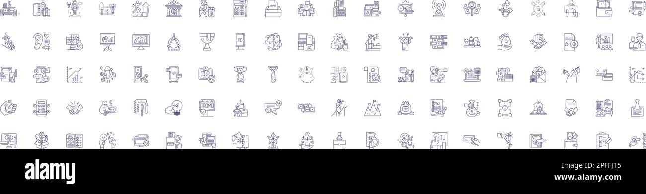 Business report line icons signs set. Design collection of Business ...