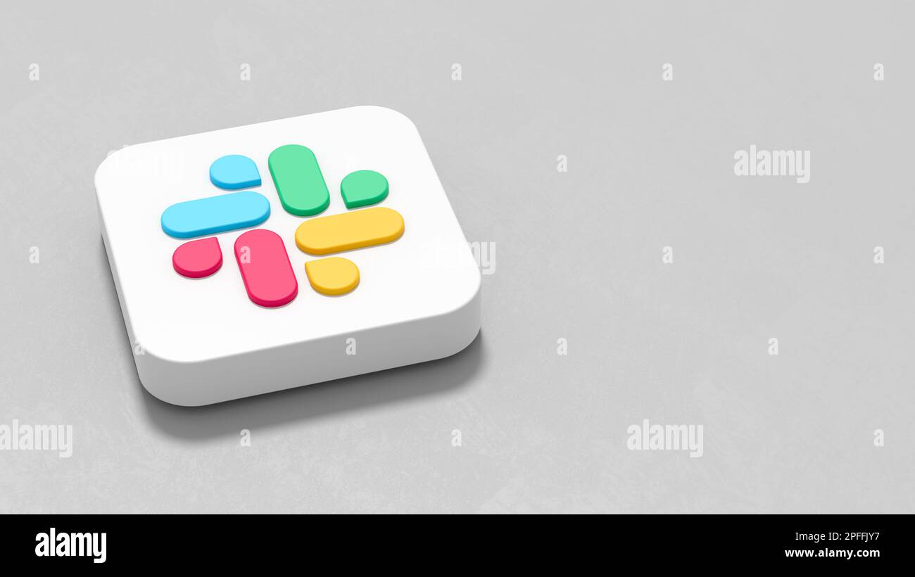 Slack App Icon on Gray Background with Copy Space Stock Photo - Alamy