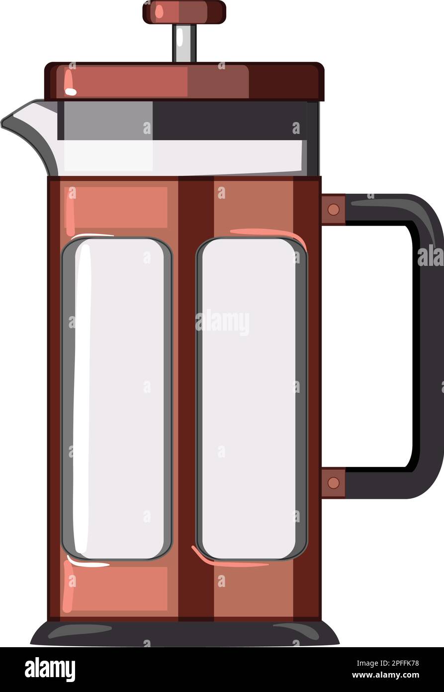 glass french press coffee cartoon vector illustration Stock Vector ...