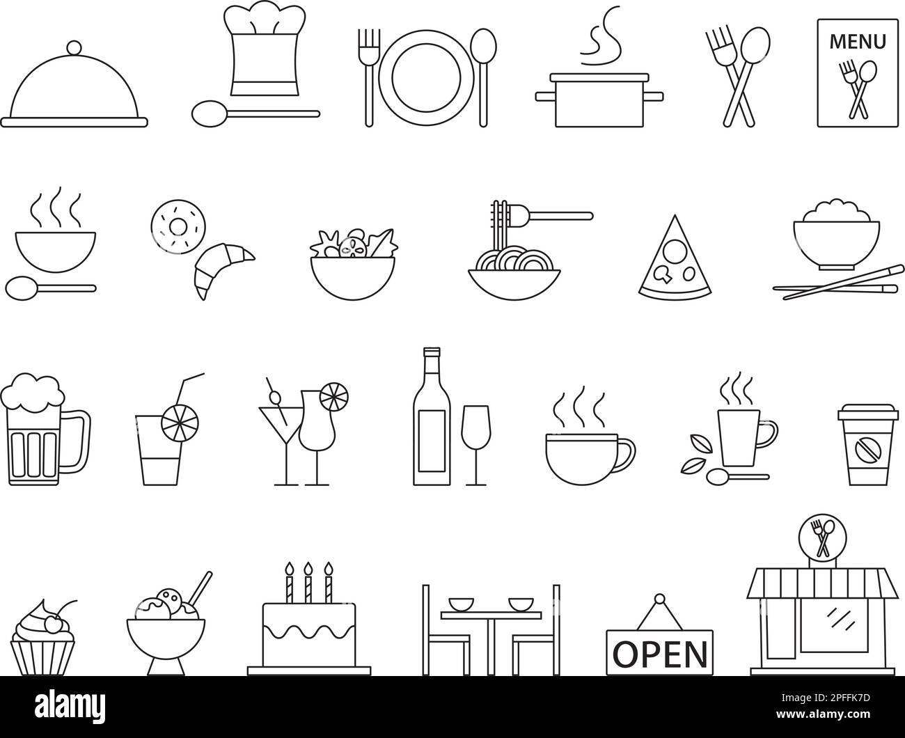 Vector restaurant outline icons set 1 Stock Vector Image & Art - Alamy