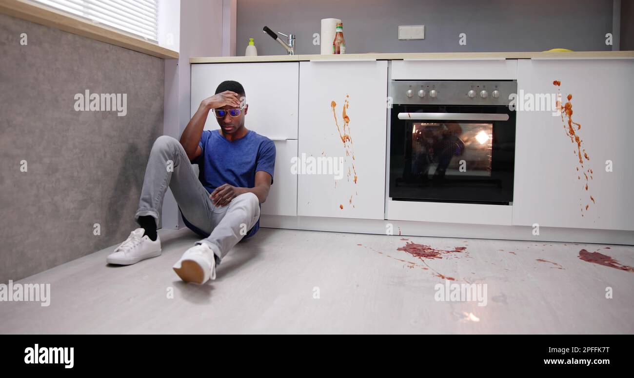 Messy Kitchen Food Spill Accident And Mess Stock Photo - Alamy