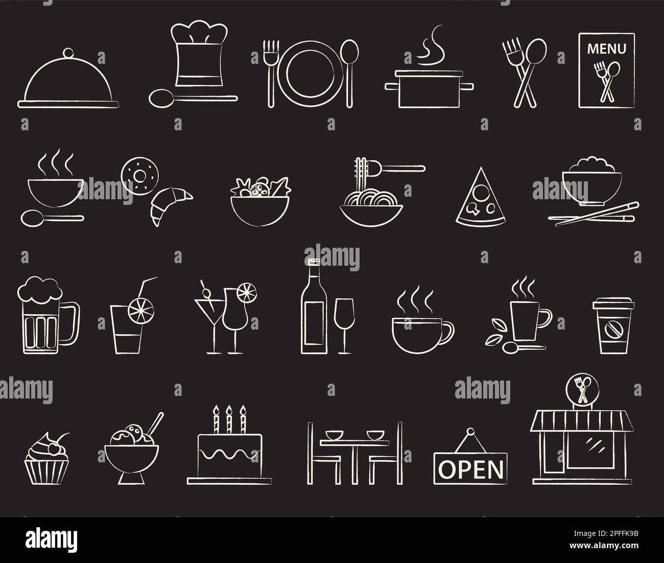 Restaurant icons on blackboard 2 Stock Vector Image & Art - Alamy