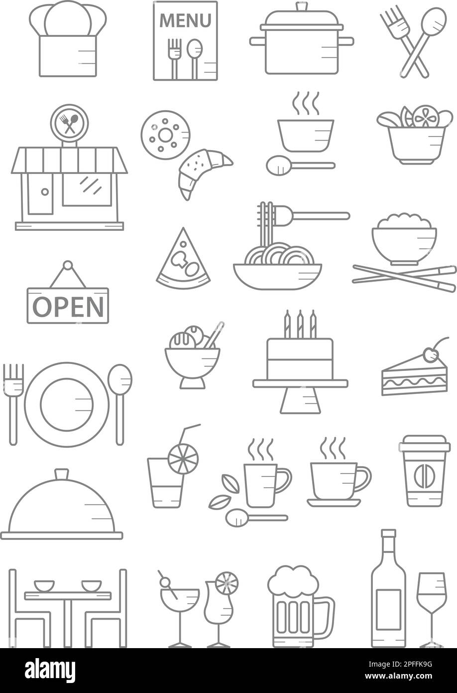 Vector restaurant outline icons set 3 Stock Vector Image & Art - Alamy