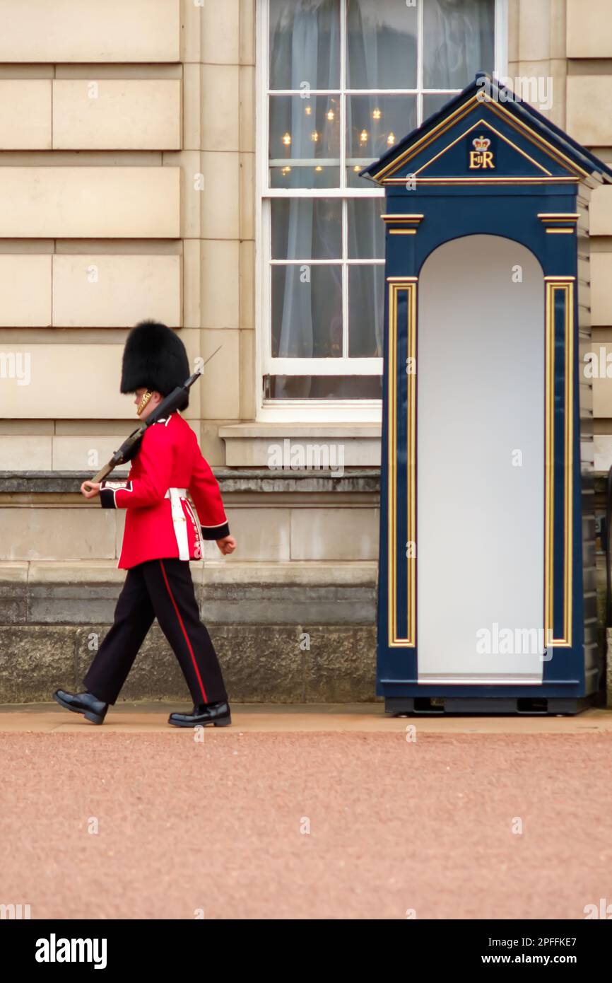 London, Great Britain - May 21, 2018 : Close up of a royal guard ...