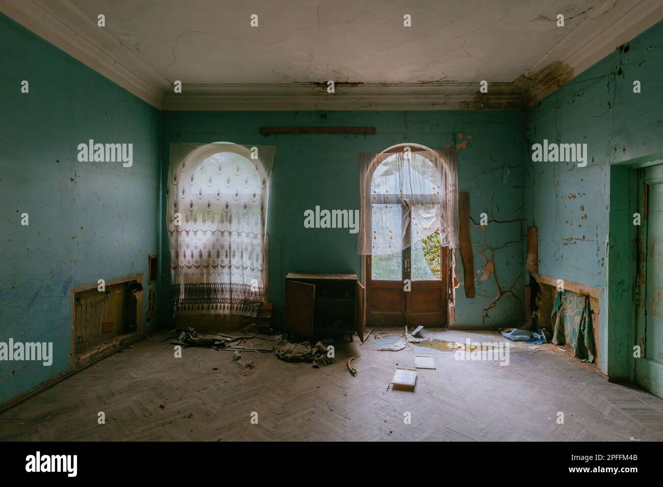 Dark creepy messy room in abandoned house Stock Photo - Alamy
