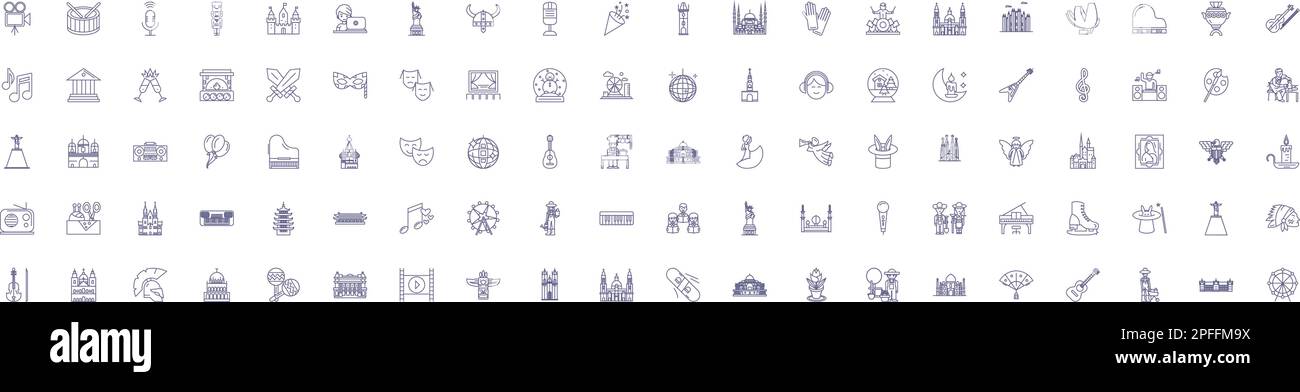 Festivals and events line icons signs set. Design collection of Parades ...