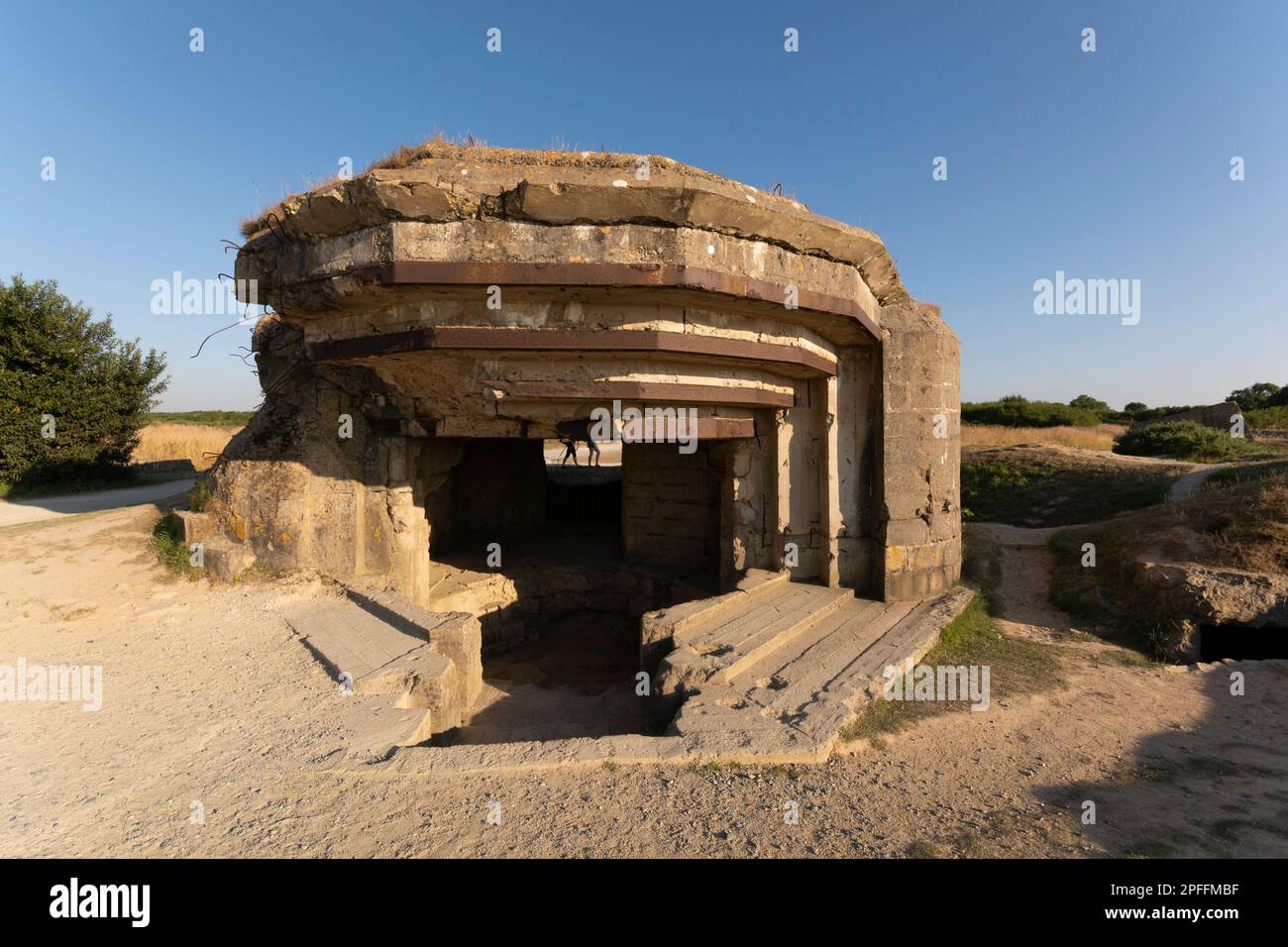 Surviving bunker at the Pointe du Hoc. Coast of Normandy, between Utah ...