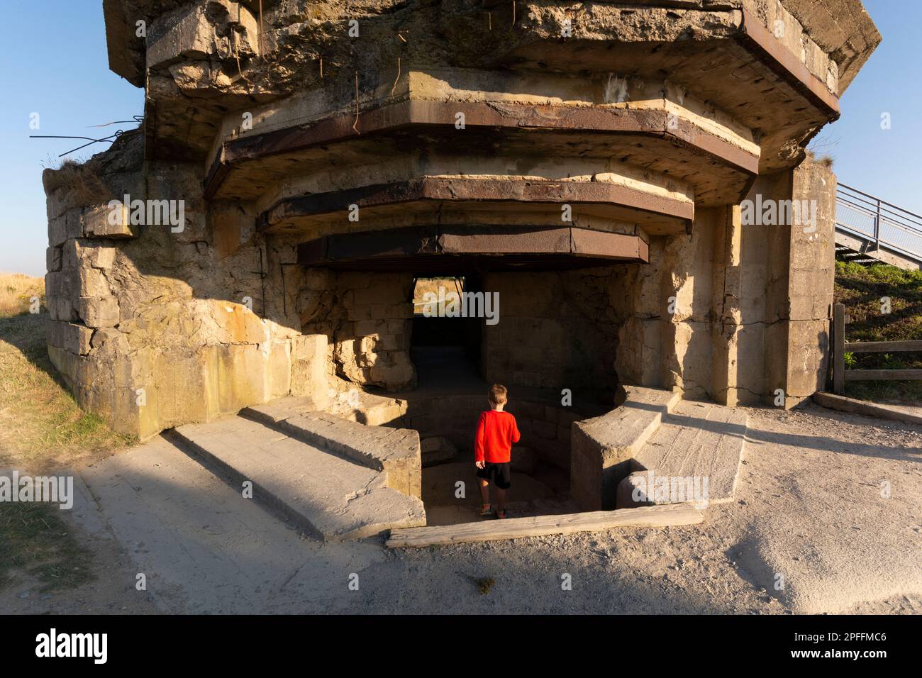 Surviving bunker at the Pointe du Hoc. Coast of Normandy, between Utah ...