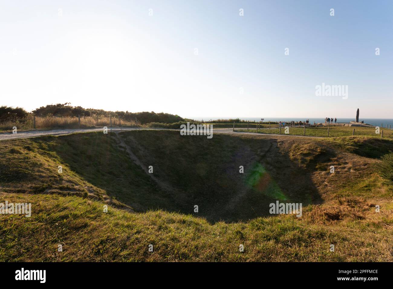 World War II ruins at the Pointe du Hoc. Coast of Normandy, between ...