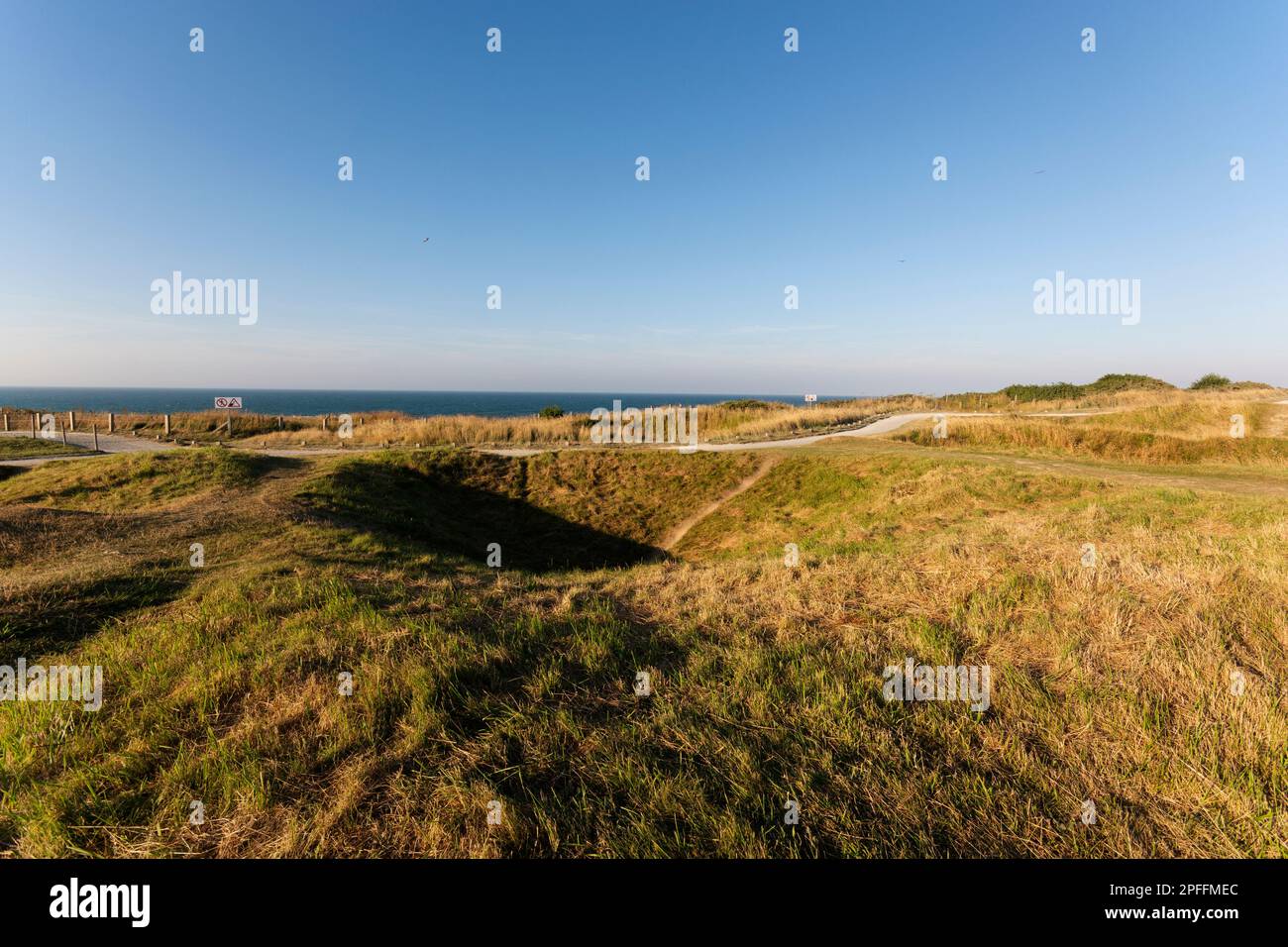 World War II ruins at the Pointe du Hoc. Coast of Normandy, between ...