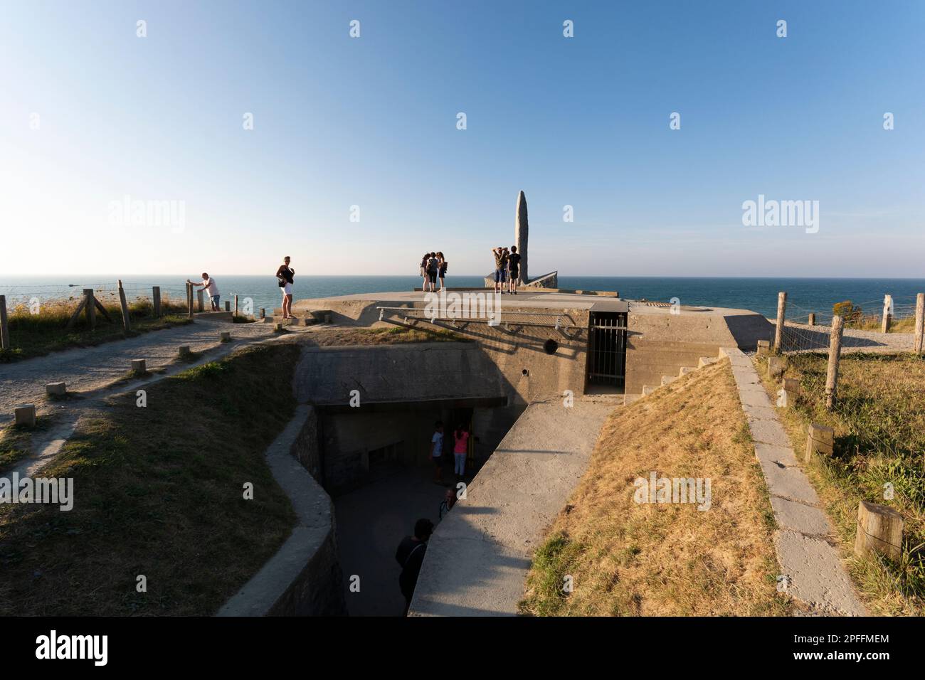 World War II ruins at the Pointe du Hoc. Coast of Normandy, between ...
