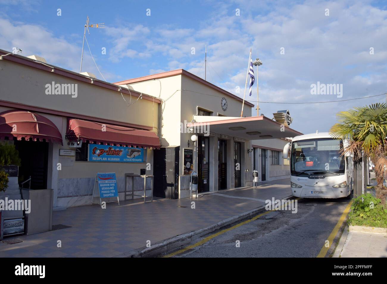 Rail replacement bus at Patras station, Peloponnese, Greece, for Kaito ...