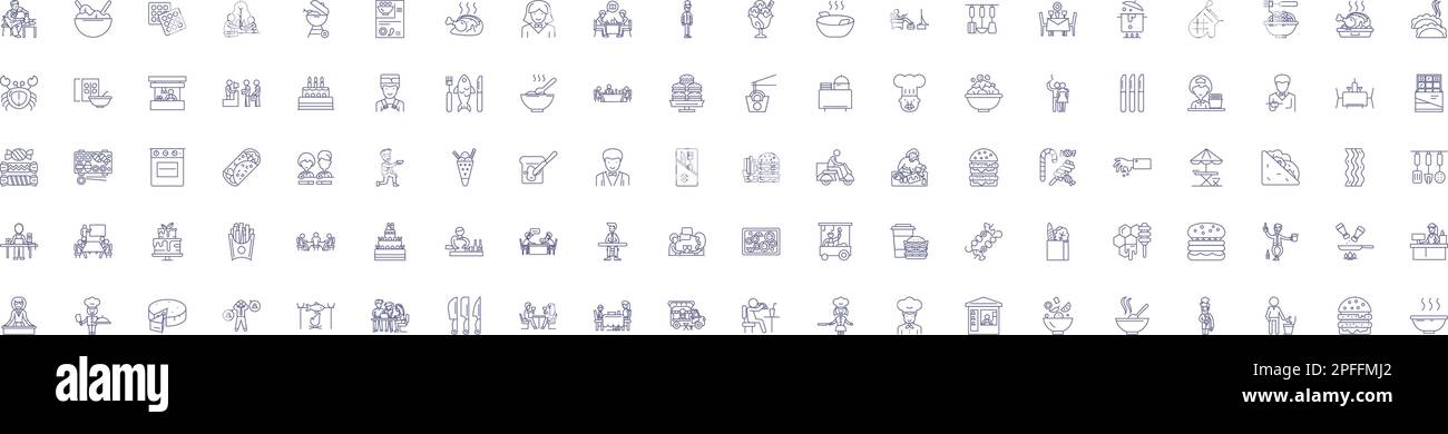 Eating line icons signs set. Design collection of Munching, Scoffing ...