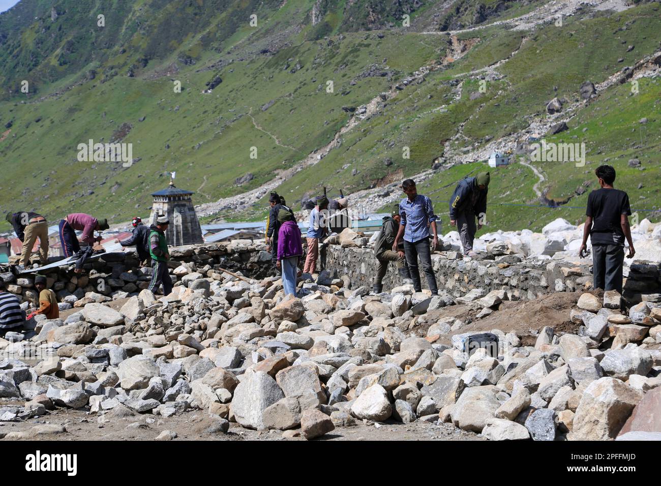 Rudarprayag, Uttarakhand, India, June 25 2014, Laborers working in ...
