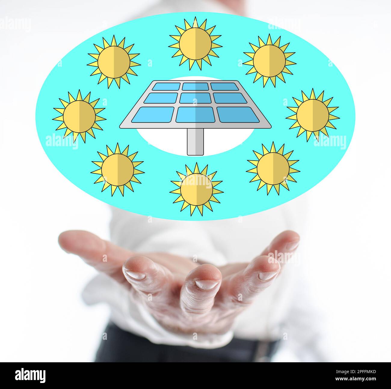 Clean energy concept levitating above a hand of a man Stock Photo - Alamy